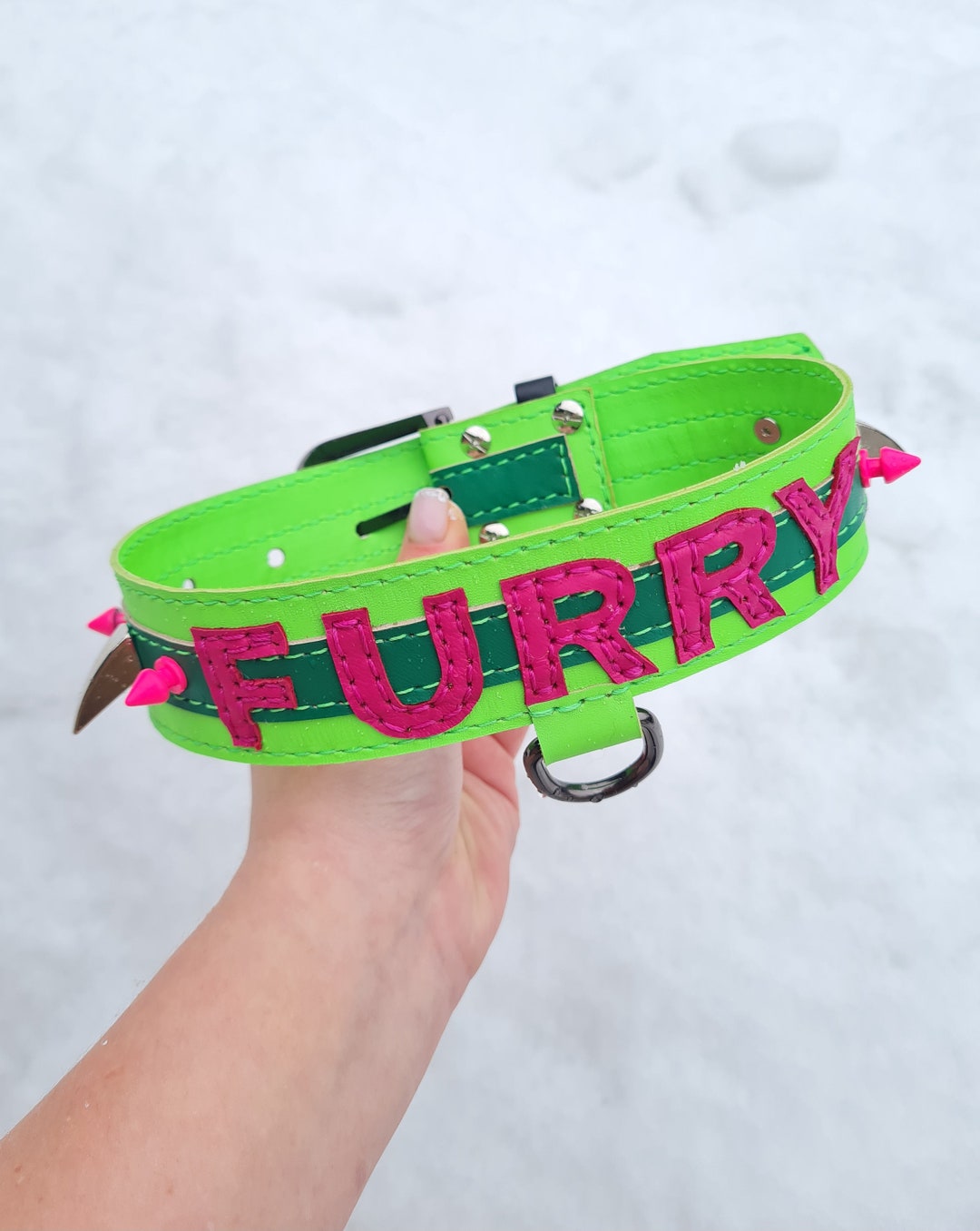 Collar Furry Green, Collar, Furry Collar, Handmade Collar, Designer ...