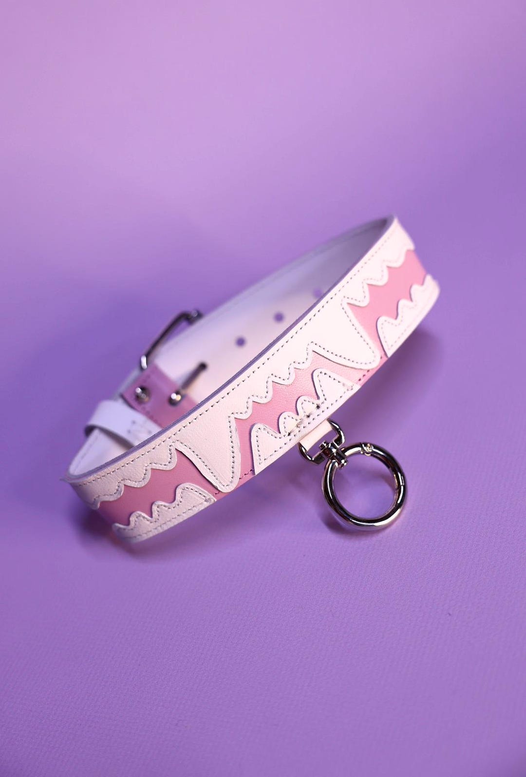 Made to Order! Collar With Teeth, Leather Collar, Pink Collar - Etsy