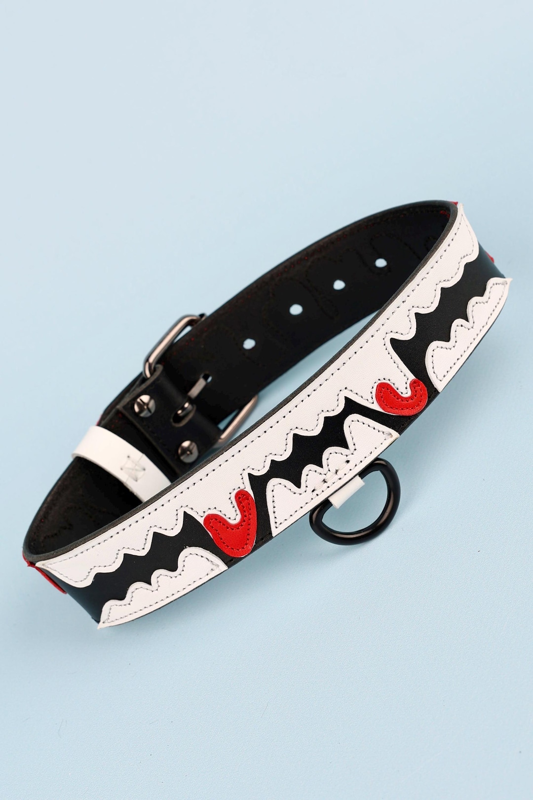 Made to Order! Collar With Teeth, Leather Collar, Black-white Collar - Etsy