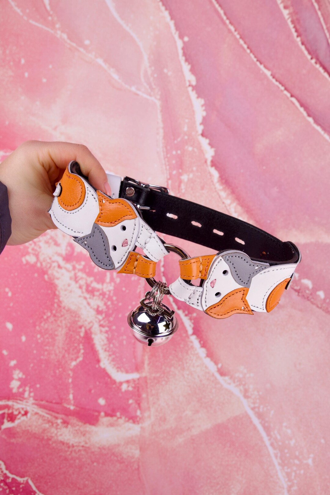 Handmade Leather Collar With Cats, Novelty Collar for Humans - Etsy