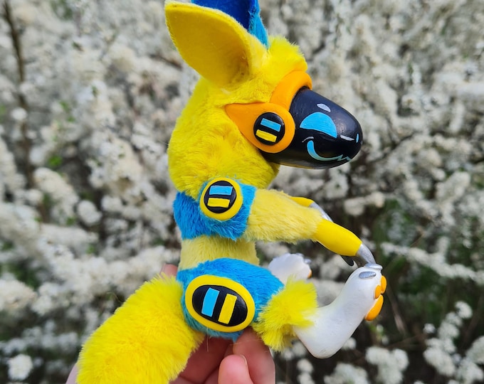 Protogen Blue-yellow, Furry, Poseable Art Doll, Proto, Primagen - Etsy