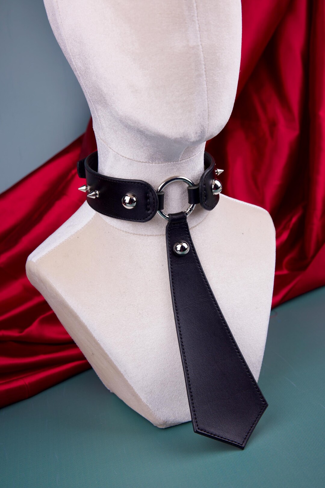 Made to Order! Leather Collar With a Black Tie - Etsy