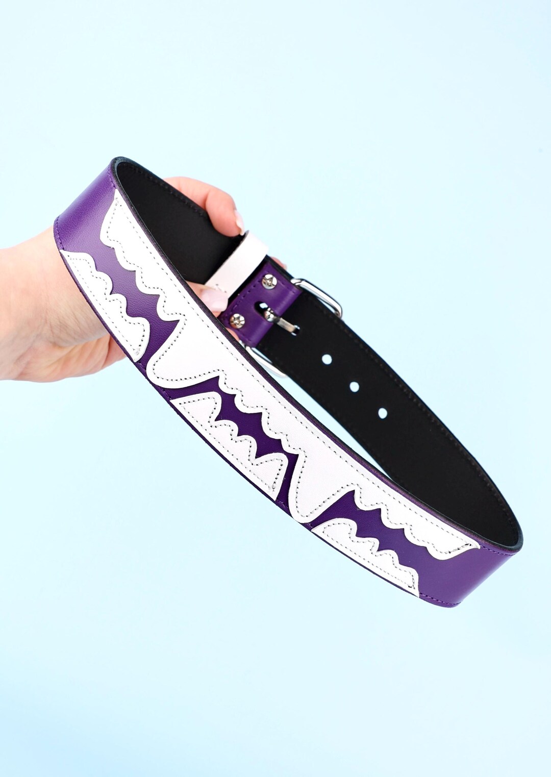 Made to Order! Collar With Teeth, Leather Collar, Purple Collar - Etsy
