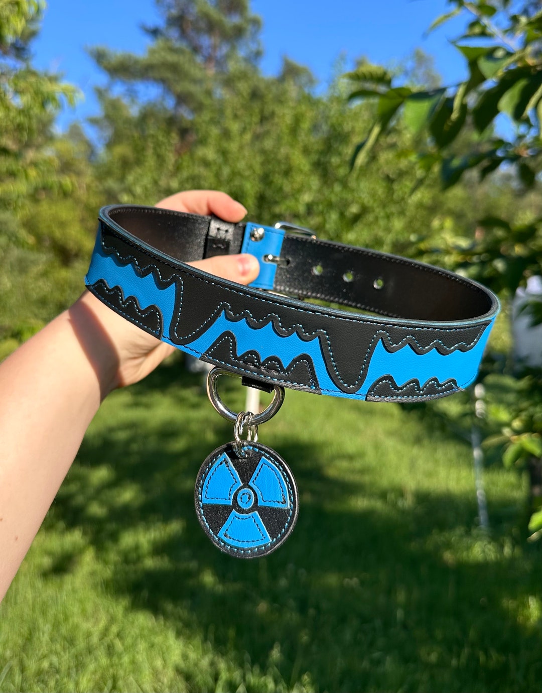 Made to Order! Collar With Teeth, Leather Collar, Blue Collar - Etsy