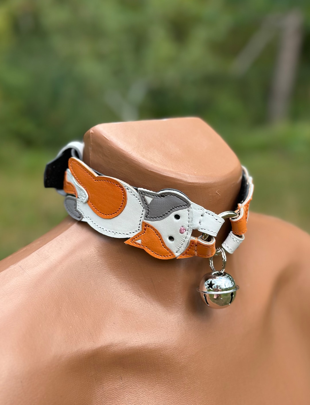 Handmade Leather Collar With Cats, Novelty Collar for Humans - Etsy