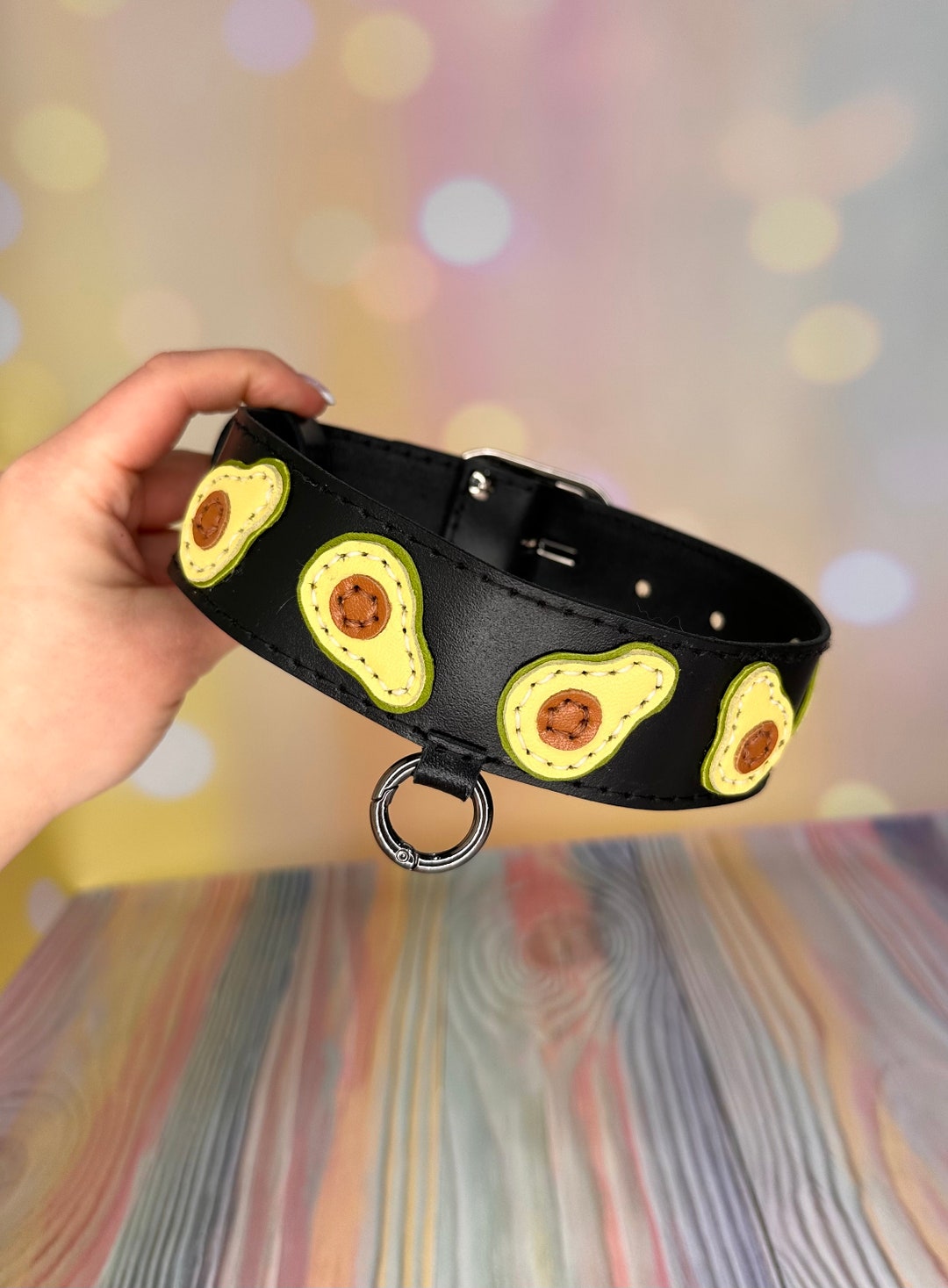 Avocado Collar With Teeth, Collar, Furry Collar, Handmade Collar ...