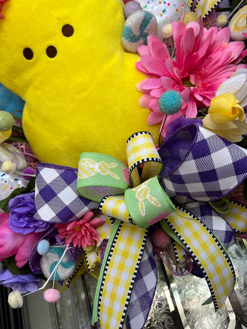 Easter Peep Wreath, Easter Spring Bunny Decorations, Spring Door Wreath ...