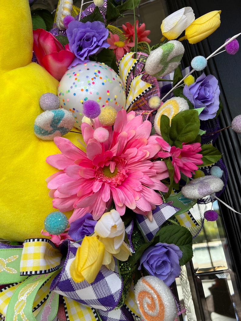 Easter Peep Wreath, Easter Spring Bunny Decorations, Spring Door Wreath ...