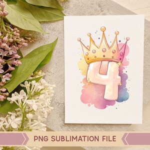 Fourth Birthday Princess Png, Crown Number Png, Birthday Png, Fourth ...
