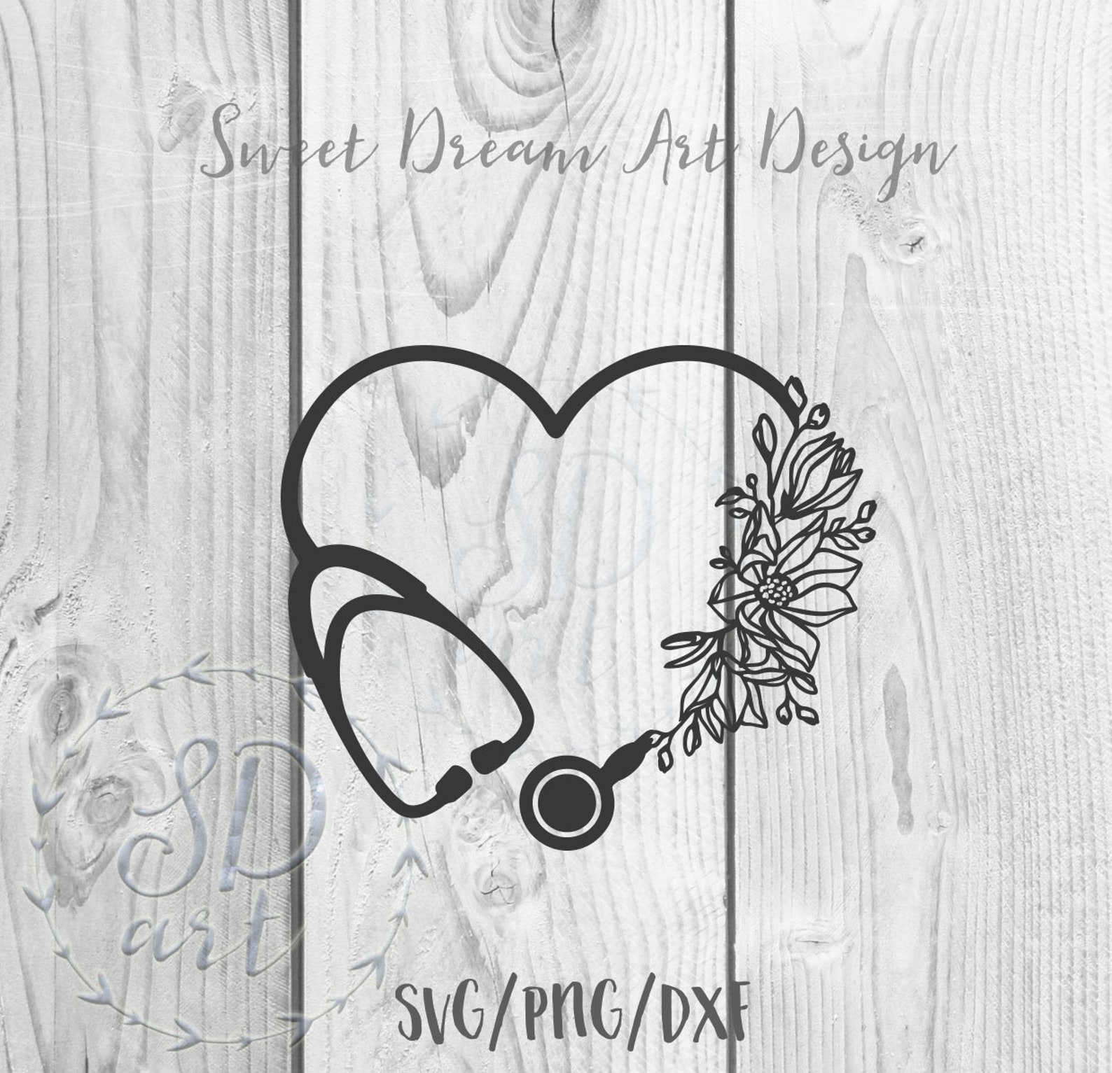 Heart Stethoscope With Flowers SVG Heart Stethoscope Svg - Etsy
