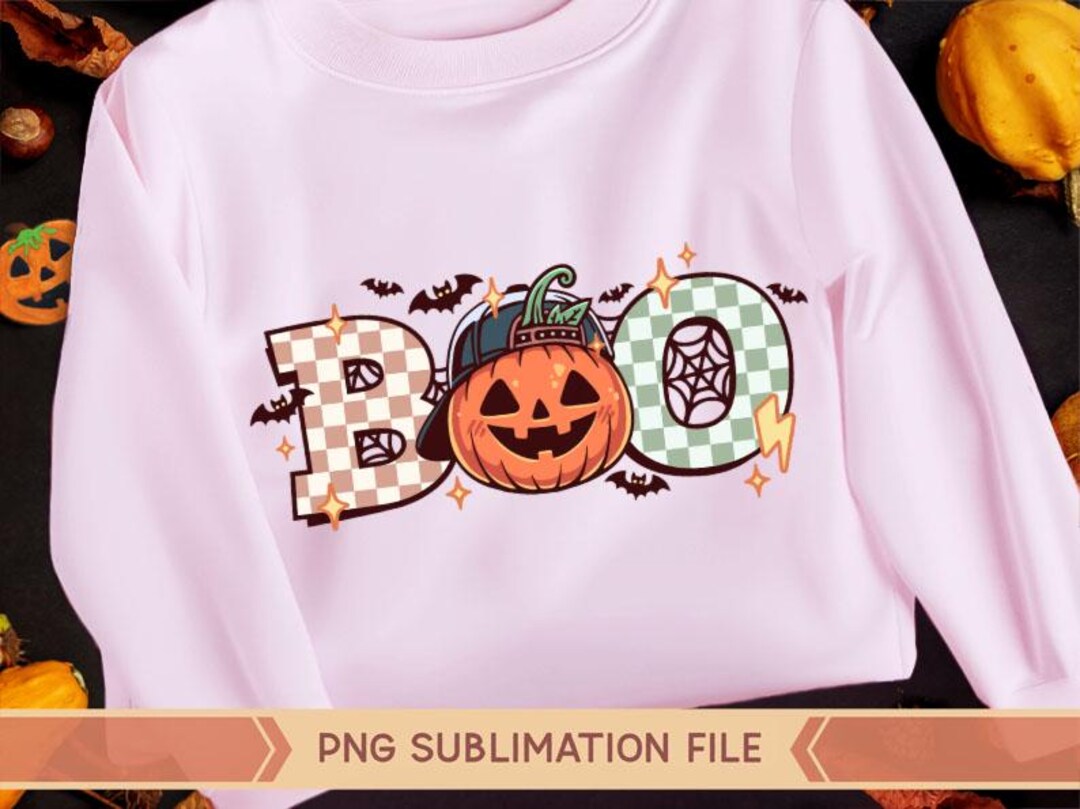 BOO Png, BOO Pumpkin Png, Boy Pumpkin, Funny Ballcap Pumpkin, Retro ...