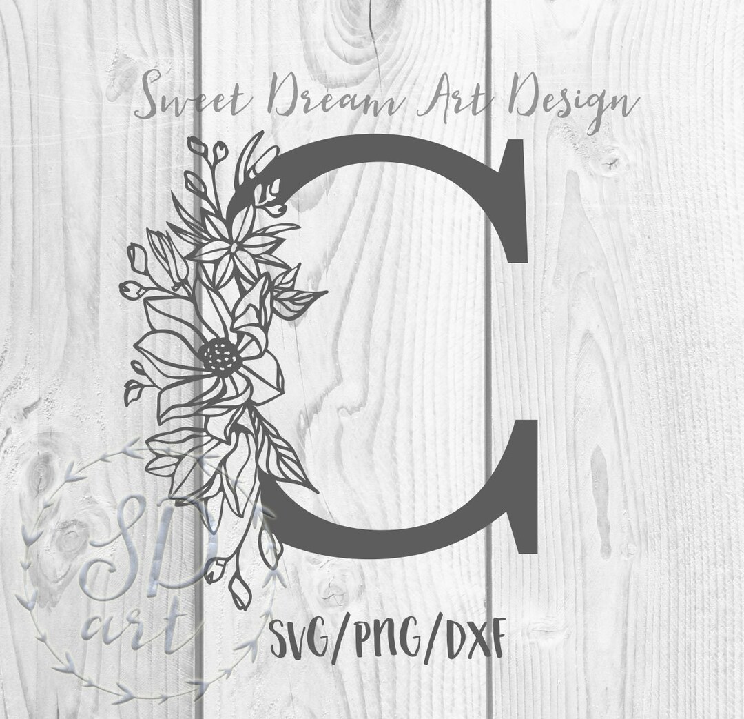 Floral Letter C Svg, Monogram Letter Svg, Decorative Initial Svg ...