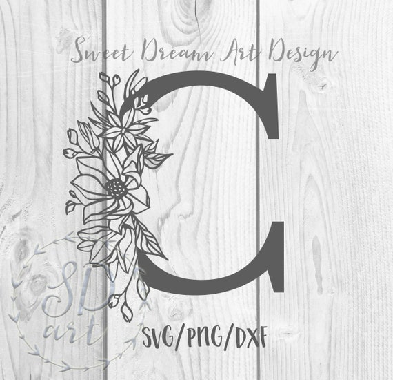 Floral Letter C Svg Monogram Letter Svg Decorative Initial - Etsy