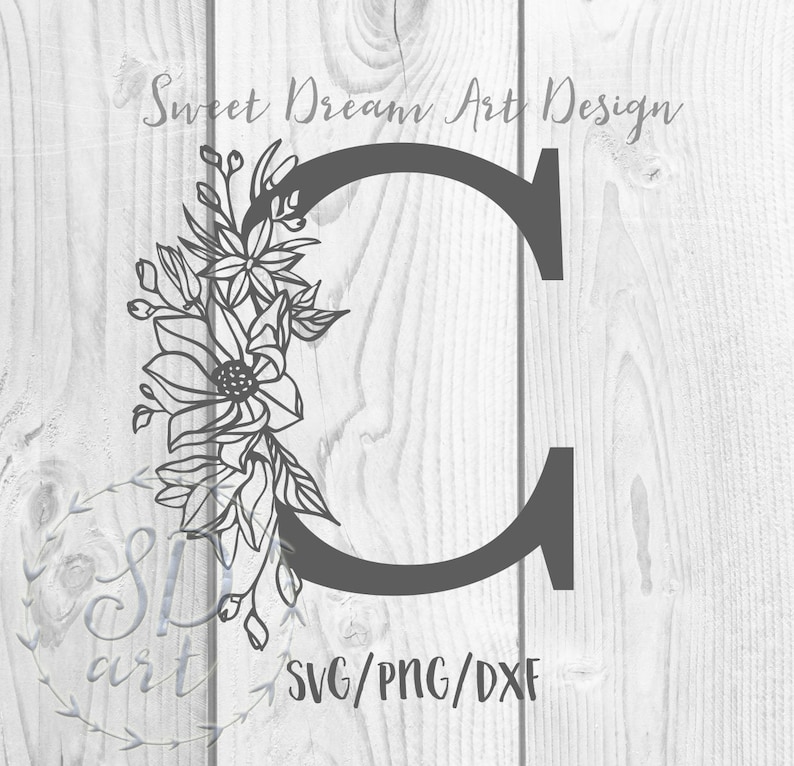Floral Letter C Svg, Monogram Letter Svg, Decorative Initial Svg ...
