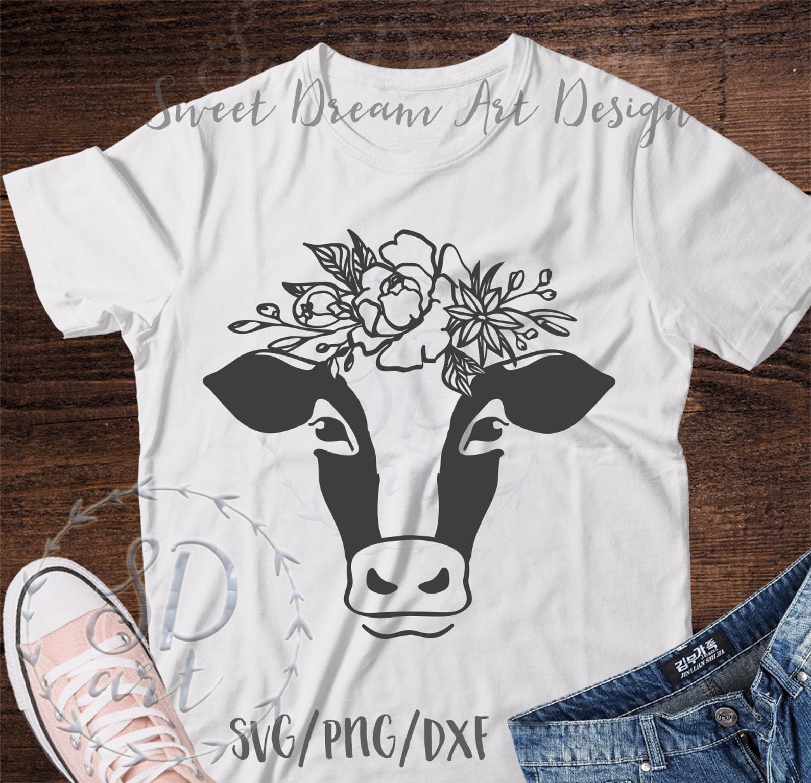 Cow Svg Cow With Flowers Svg Heifer With Flowers Svg Cow | Etsy