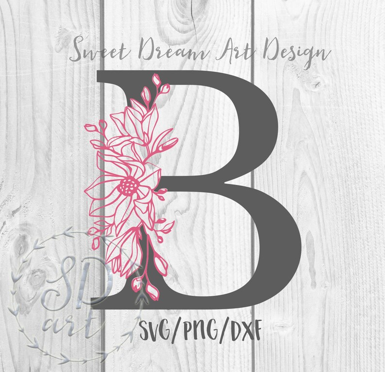 Floral letter B svg Monogram letter svg Decorative Initial | Etsy