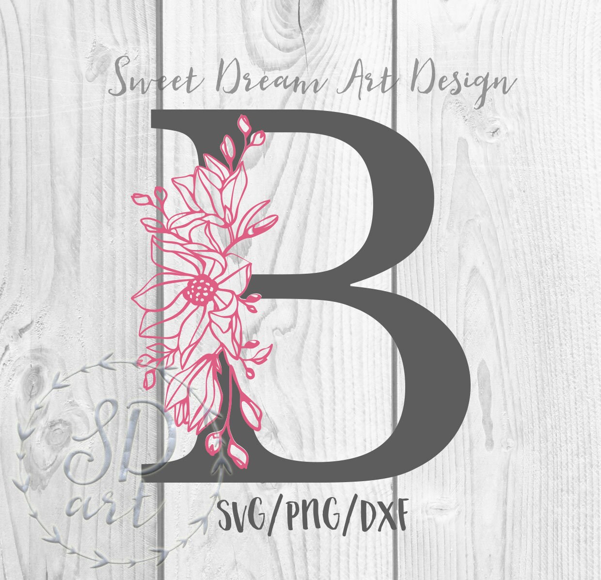 Floral letter B svg Monogram letter svg Decorative Initial | Etsy