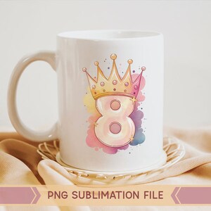 8th Birthday Princess Png, Eighth Birthday Png,crown Number Png,eighth ...