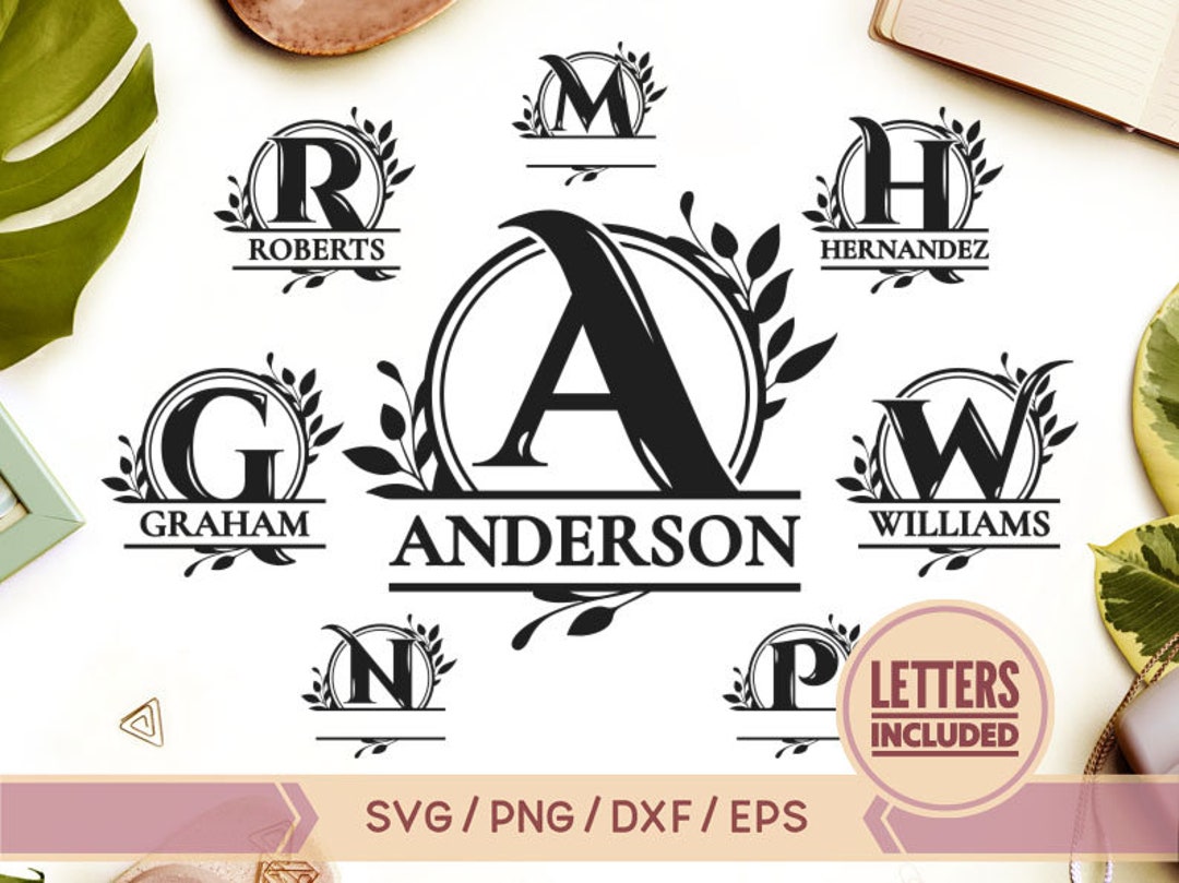 Family Monogram Svg, Split Monogram, Monogram Frame Alphabet, Last Name ...