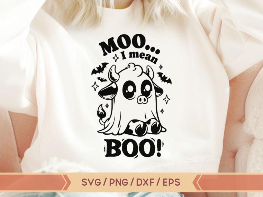 Moo I Mean Boo Svg, Boo Spooky Cow Svg, Funny Halloween Cow Svg ...