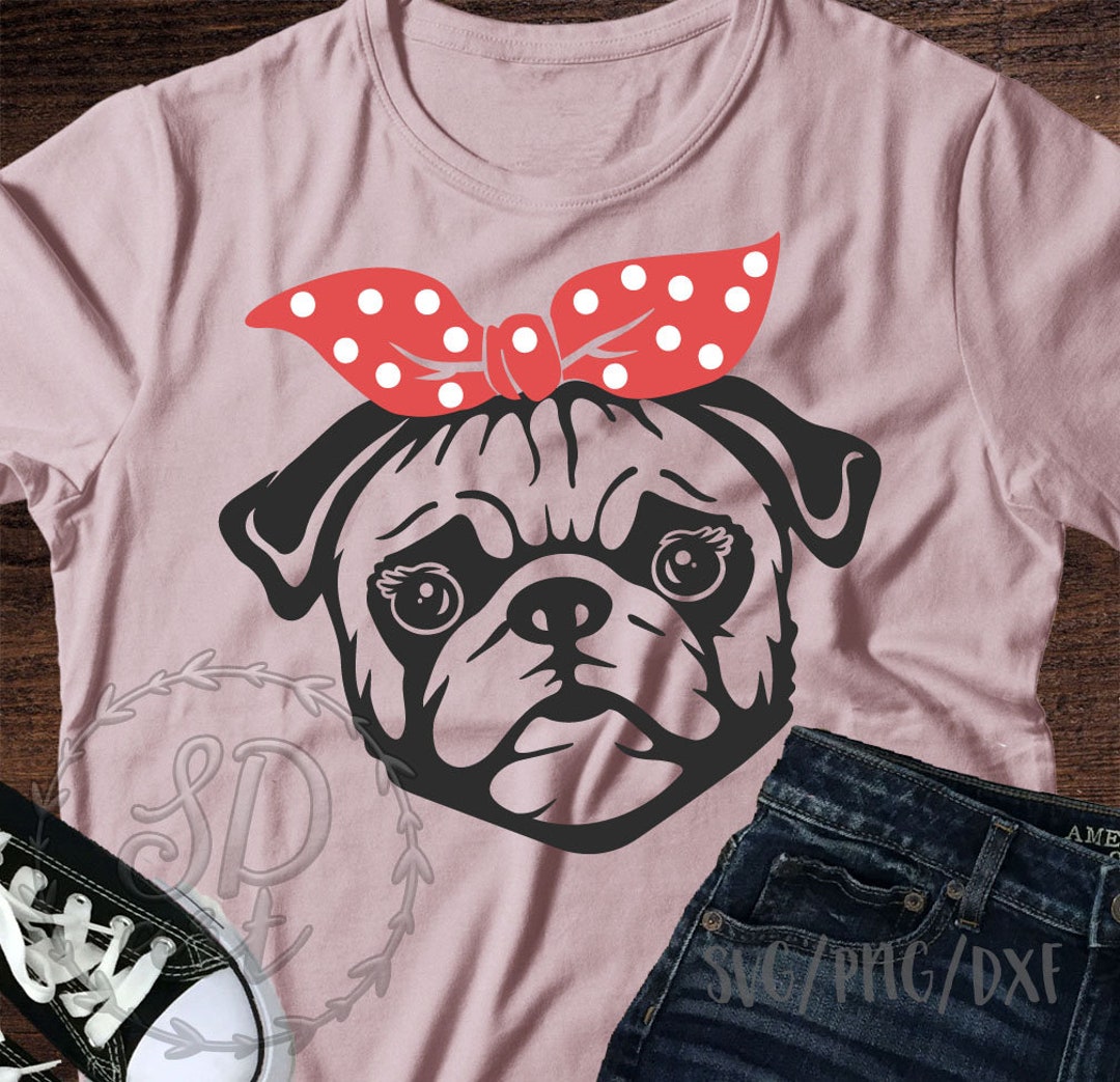 Pug With Bandana Svg Pug Svg Pug Bandana Svg File Dog Svg File Pug With ...