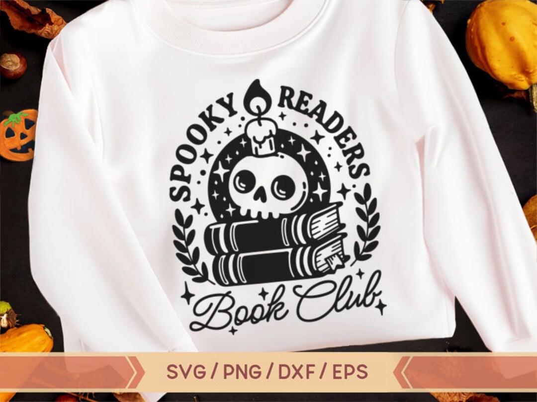 Spooky Readers Book Club Svg, Retro Halloween Book Club Svg, Book With ...