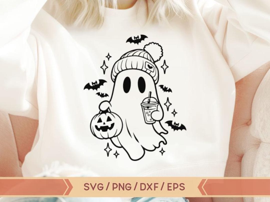 Ghost Svg, Spooky Ghost SVG, Ghost Coffee Svg, Cute Ghost Svg, Retro ...
