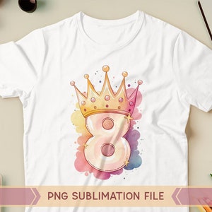 8th Birthday Princess Png, Eighth Birthday Png,crown Number Png,eighth ...