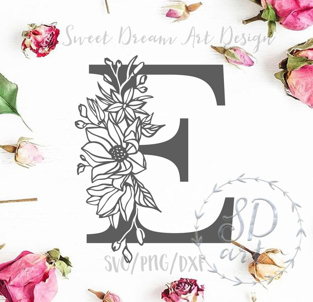 Floral Letter E Svg, Monogram Letter Svg, Decorative Initial Svg ...