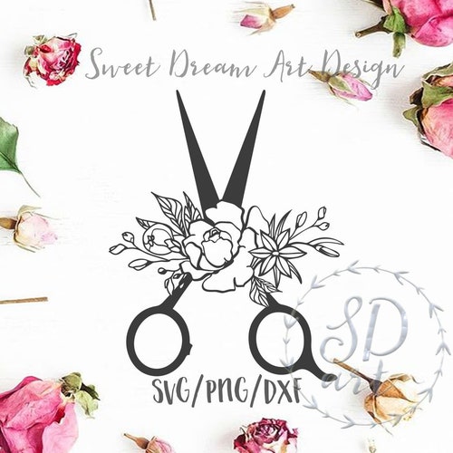 Floral Scissors SVG Flower Hair Stylist Sewing SVG for Cricut - Etsy