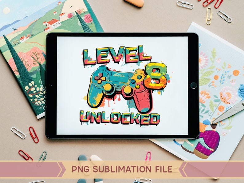 Level 8 Unlocked PNG, 8th Birthday Png, 8 Year Old Boy Png, Gamer PNG ...