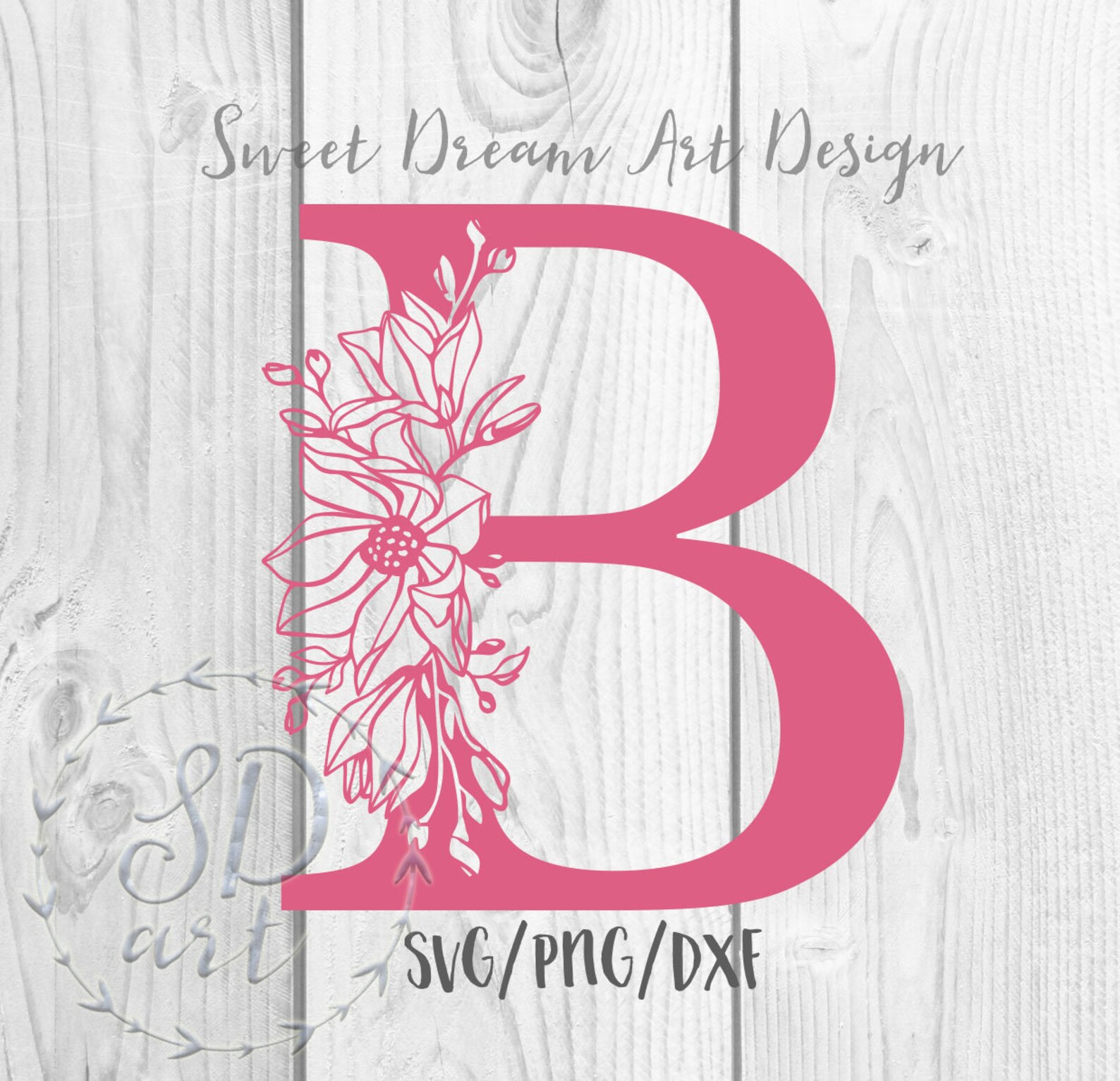Floral Letter B Svg Monogram Letter Svg Decorative Initial | Etsy