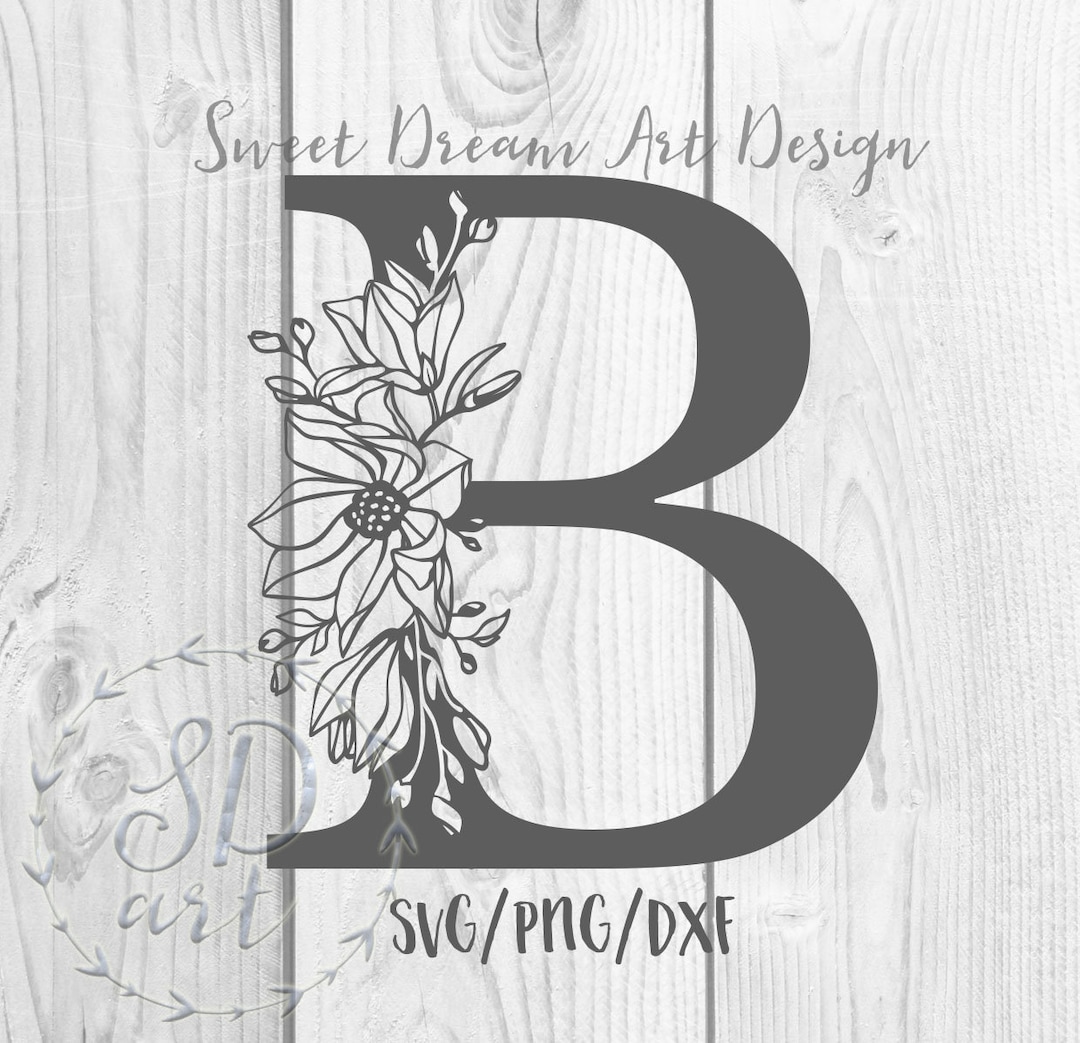 Floral Letter B Svg, Monogram Letter Svg, Decorative Initial Svg ...