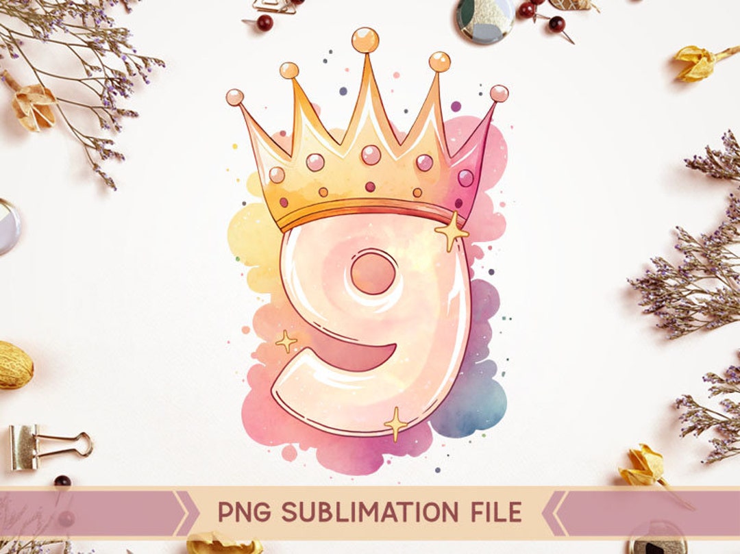 9th Birthday Princess Png, Ninth Birthday Png, Crown Number Png,9th ...