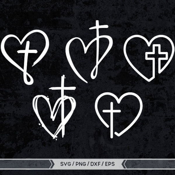 Cross Heart Svg - Etsy
