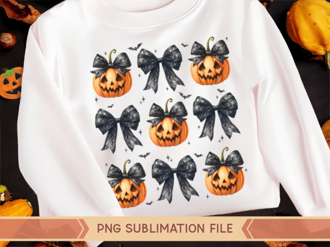 Halloween Pumpkin Coquette Bow Png, Black Coquette Bow Pumpkin Jack O ...