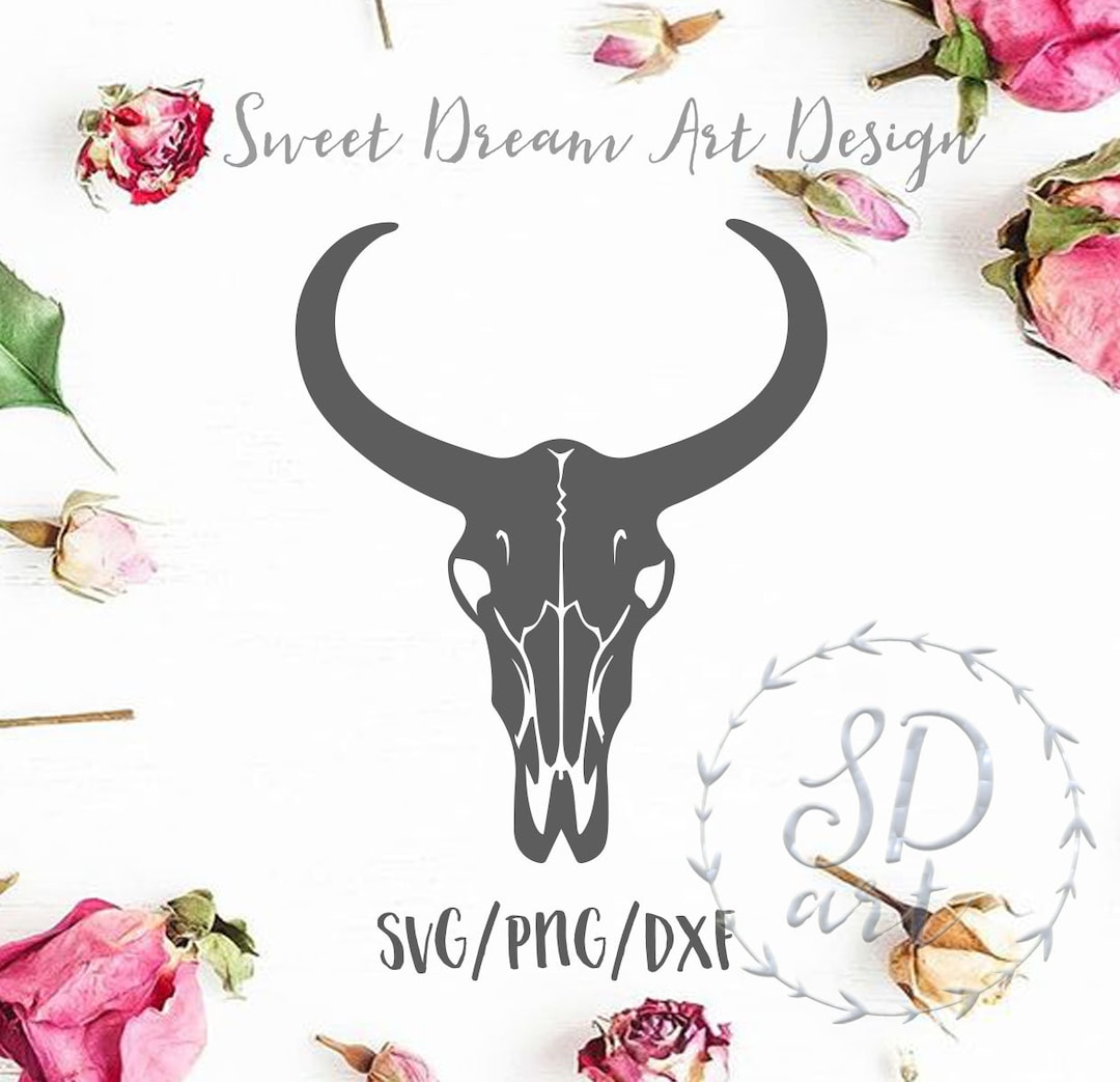 Bull Skull Svg Bull Skull Svg File Floral Skull Svg Cow - Etsy