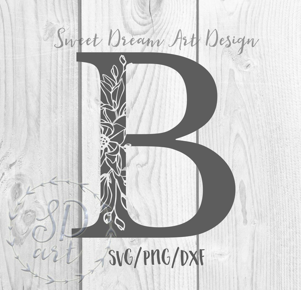 Floral Letter B Svg Monogram Letter Svg Decorative Initial | Etsy