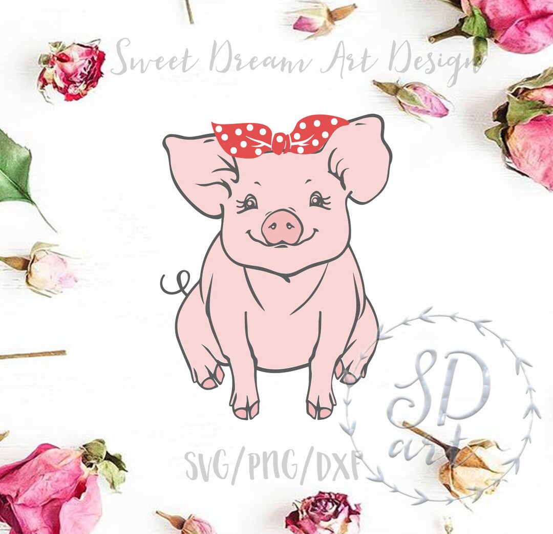 Cute Pig Svg, Piggy Svg, Pig Svg, Bandana Pig Svg, Pig With Bandana Svg ...