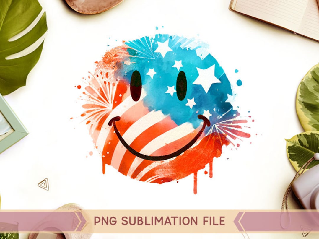 4th of July Smiley Face Png, USA Smiley Face Png, 4th of July Png ...