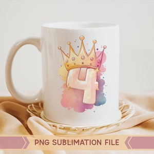 Fourth Birthday Princess Png, Crown Number Png, Birthday Png, Fourth ...