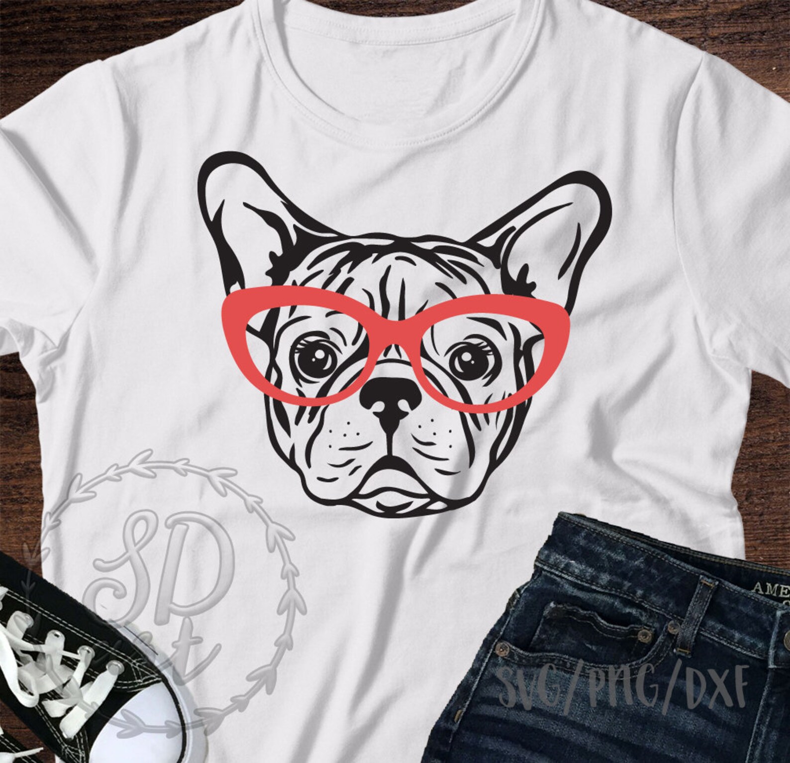 French Bulldog Svgfrench Bulldog With Glasses Svg French - Etsy