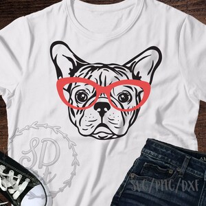 French Bulldog Svg,french Bulldog With Glasses Svg, French Bulldog Svg ...