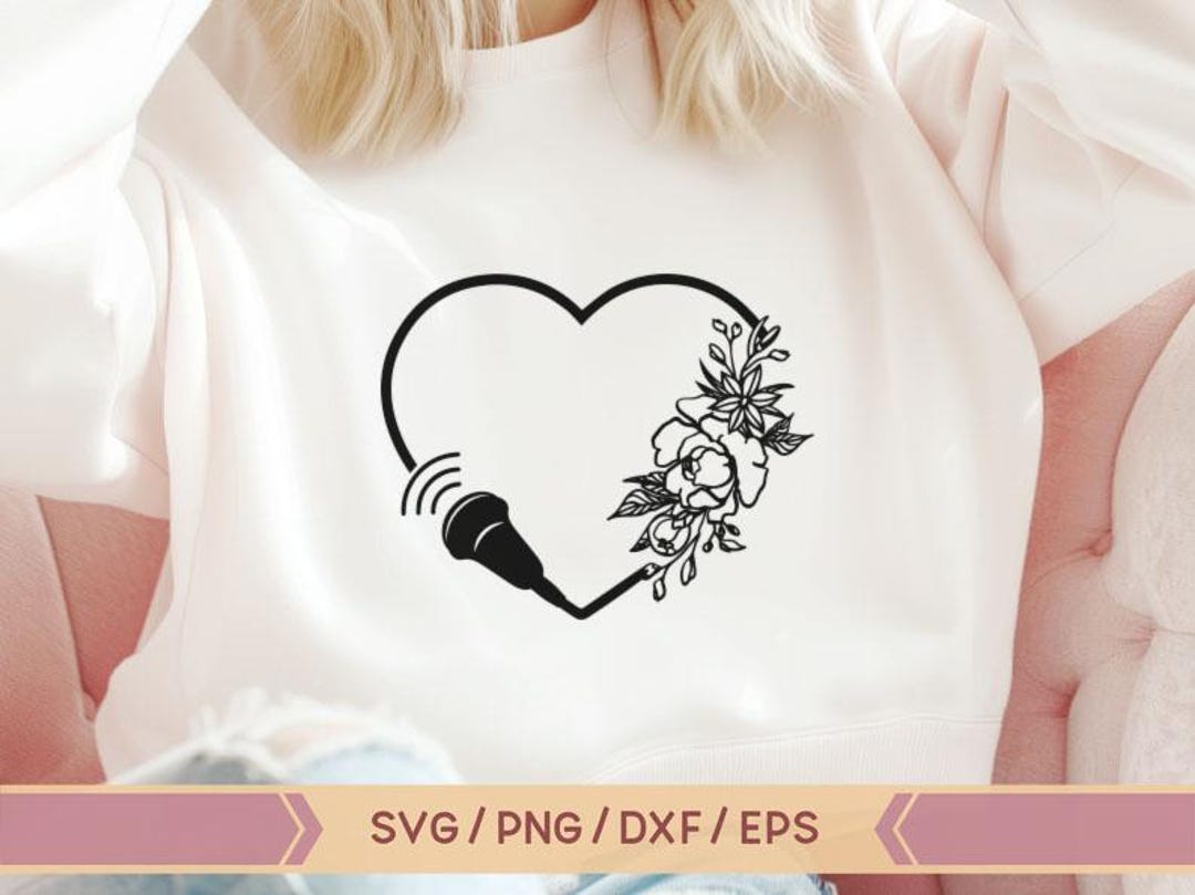 Heart Ultra Sound Transducer With Flowers SVG, Heart Ultra Sound ...