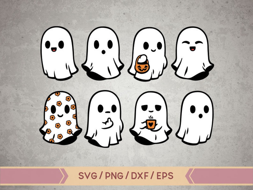 Halloween Ghosts Bundle Svg, Cute Ghosts, Boo Svg, Ghost With Coffee ...