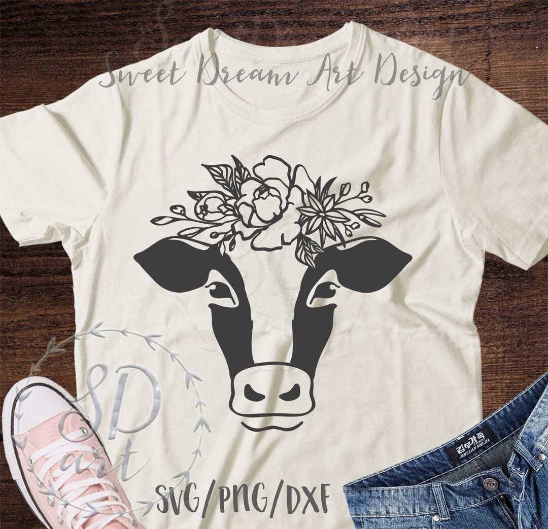 Cow Svg, Cow With Flowers Svg, Heifer With Flowers Svg, Cow With Flower ...
