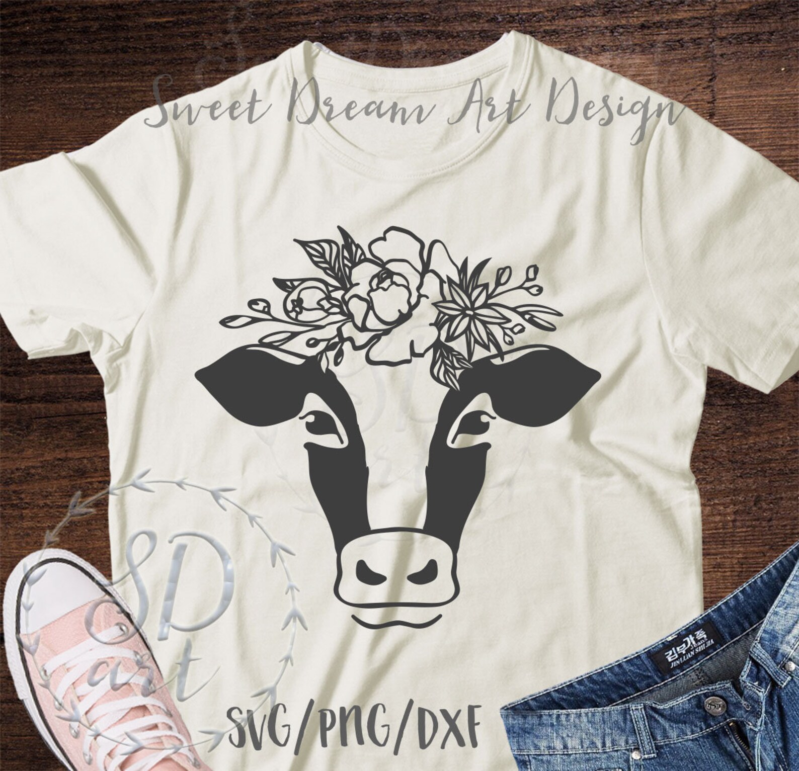 Cow Svg Cow With Flowers Svg Heifer With Flowers Svg Cow - Etsy