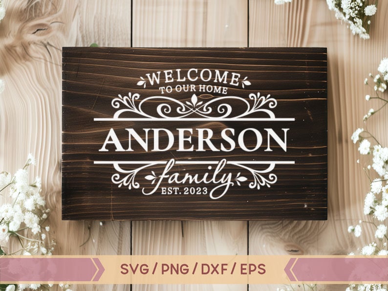 Welcome to Our Home SVG, Family Name Sign,split Monogram SVG, Welcome ...