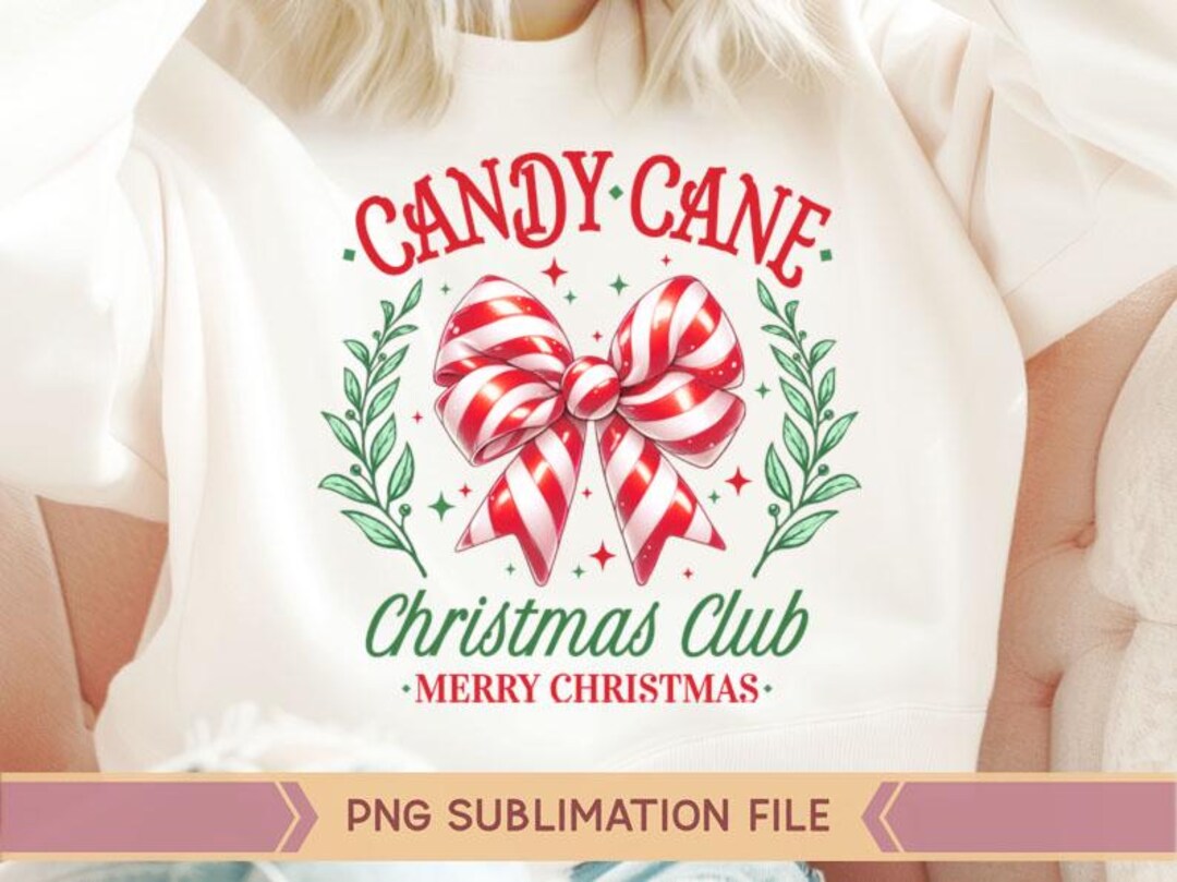 Candy Cane Christmas Club Png, Christmas Candy Bow Png, Christmas ...