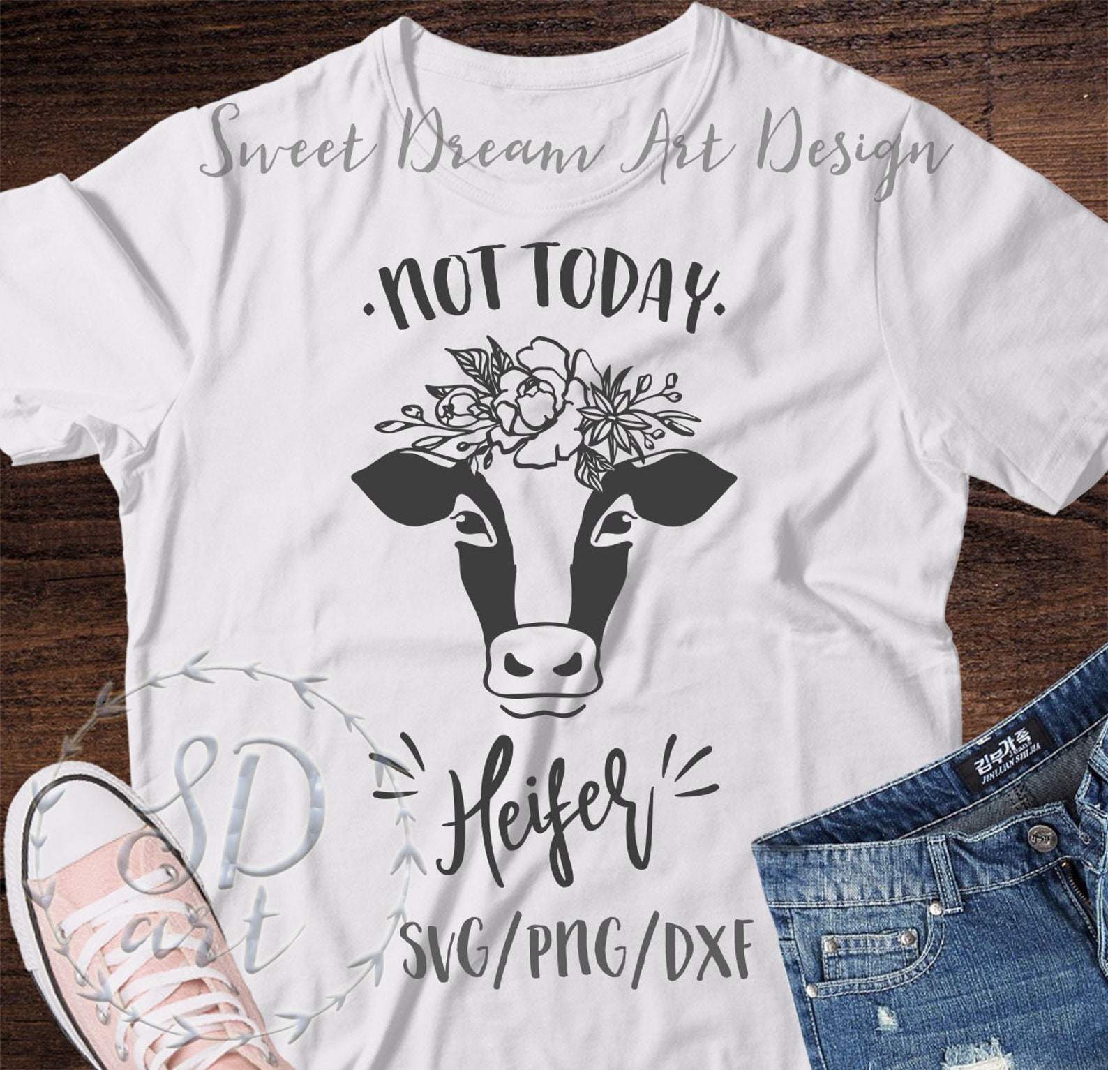Not Today Heifer Svg File Cow With Flowers Svg Heifer With - Etsy
